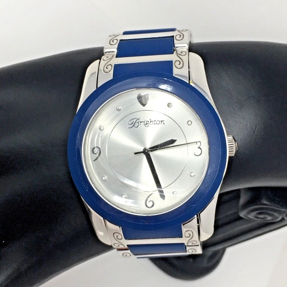 Brighton | Accessories | Brighton Big Bold Brooklyn Watch Blue Silver ...